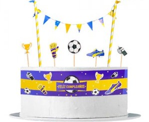 Topper con Banderin Futbol Azul y Amarillo | Taller Creativo
