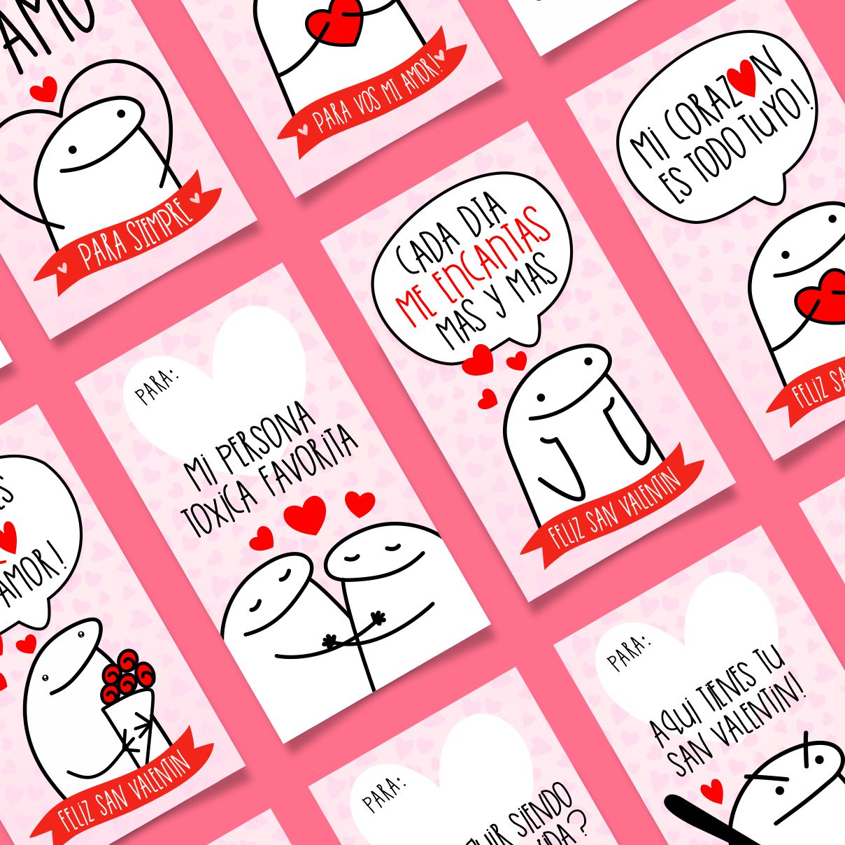 Tarjetas San Valentin Flork x10 | Taller Creativo