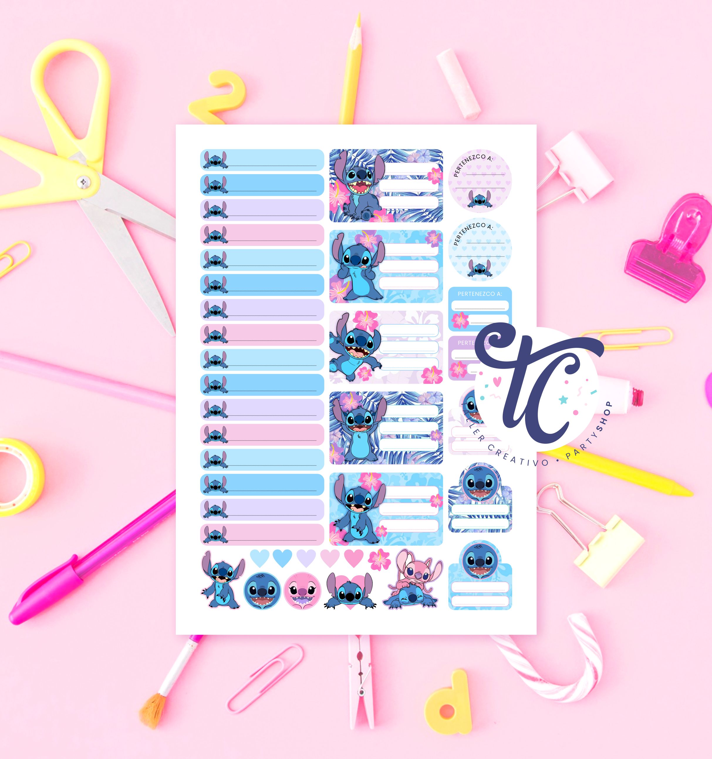 Rotulos y Etiquetas Stitch | Taller Creativo