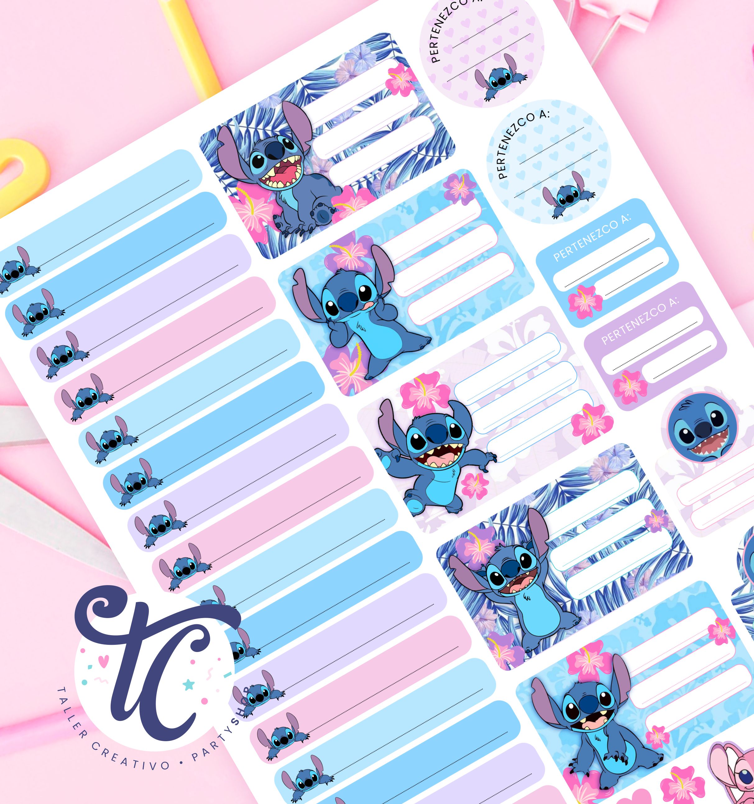 Rotulos y Etiquetas Stitch | Taller Creativo