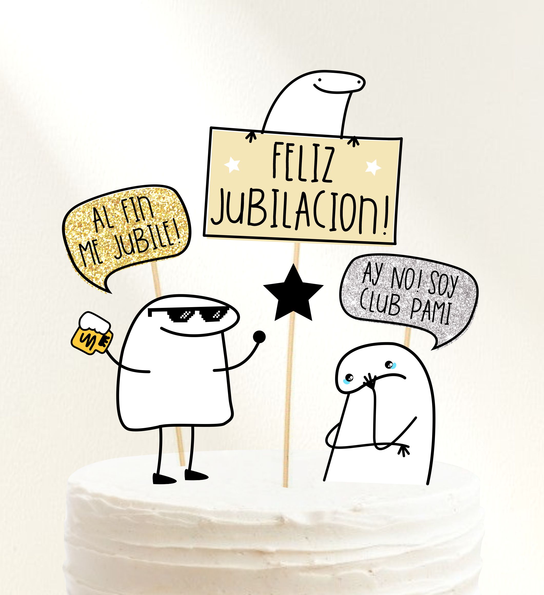 Cake Topper Flork Jubilado | Taller Creativo