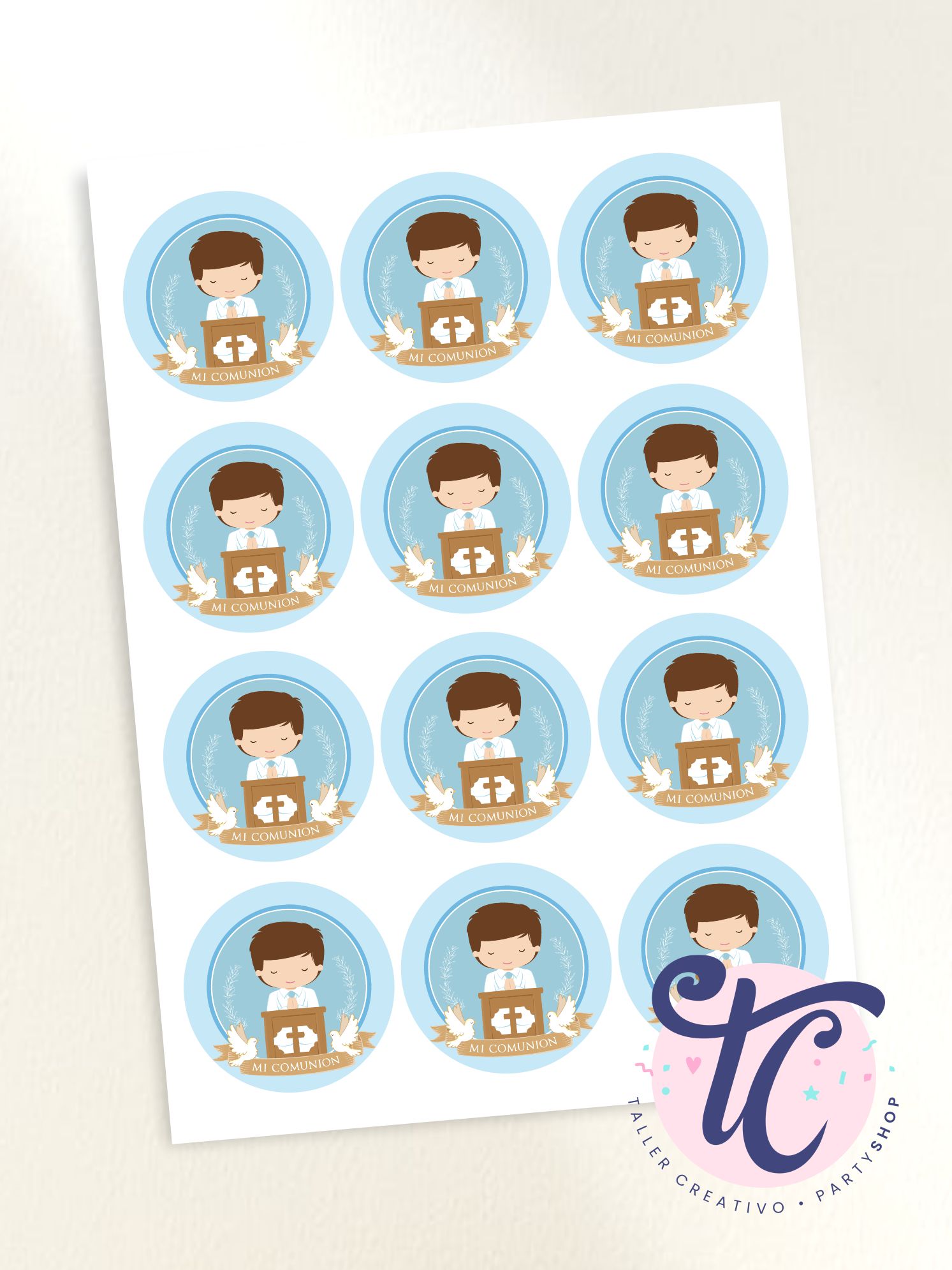 Sticker Comunión Nene x12 | Taller Creativo