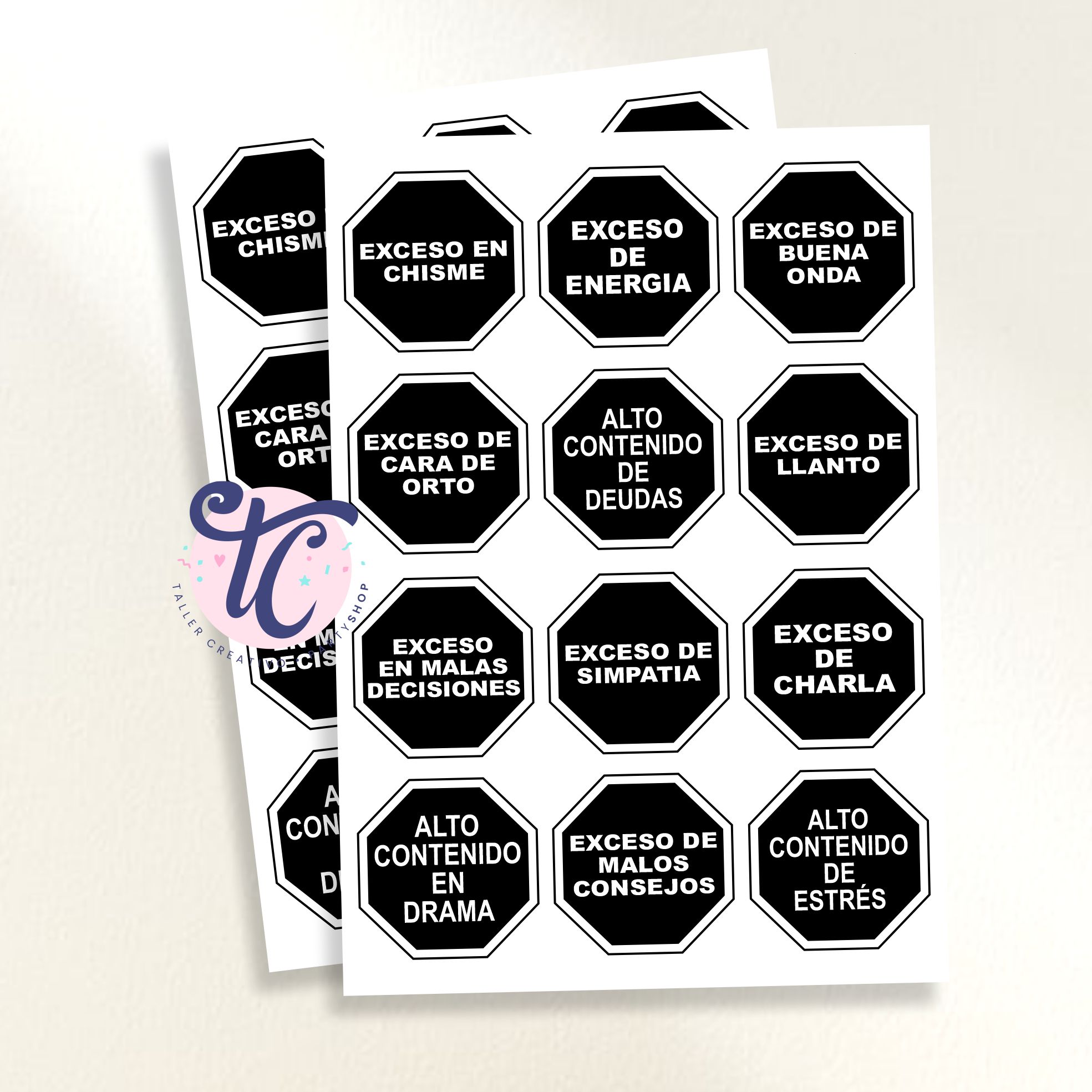 Stickers Excesos Dia del Amigo | Taller Creativo