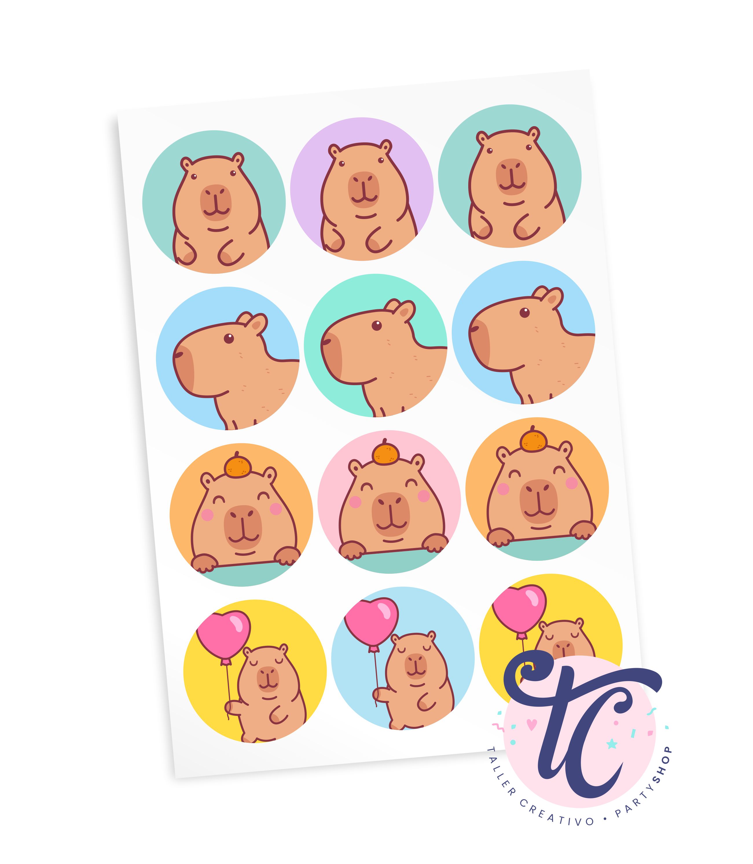 Stickers Capibara x12 | Taller Creativo