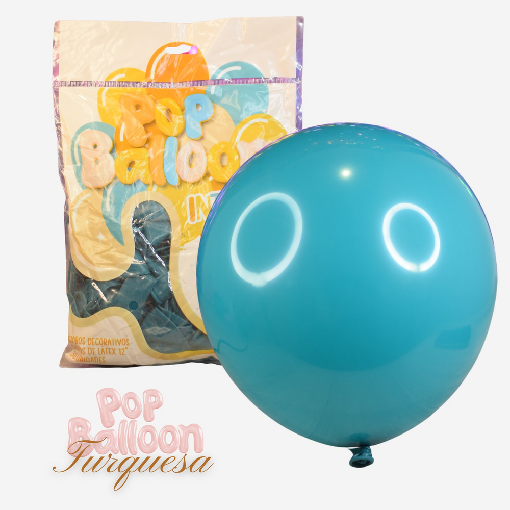 Globo 12" Pop Balloon Intense Premium Turquesa x50 | Taller Creativo