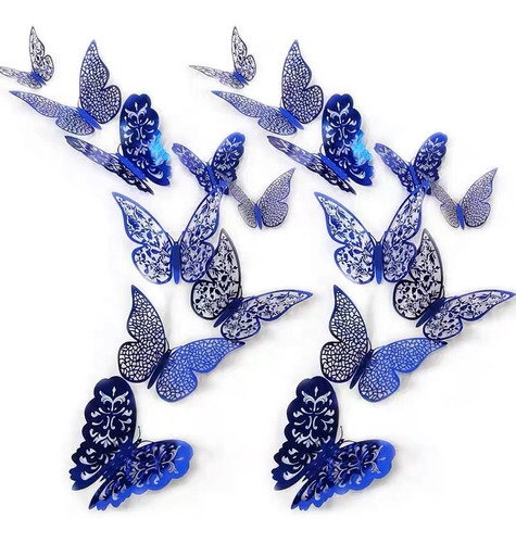 Mariposas Caladas Metalizadas Azul X12 | Taller Creativo