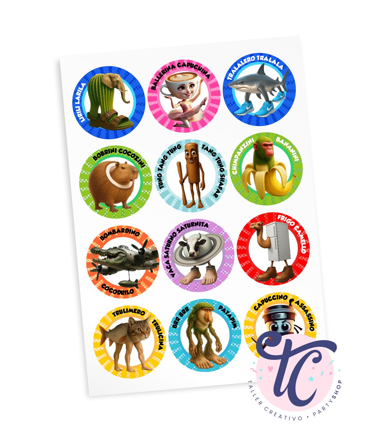Stickers Brainrot x12 | Taller Creativo