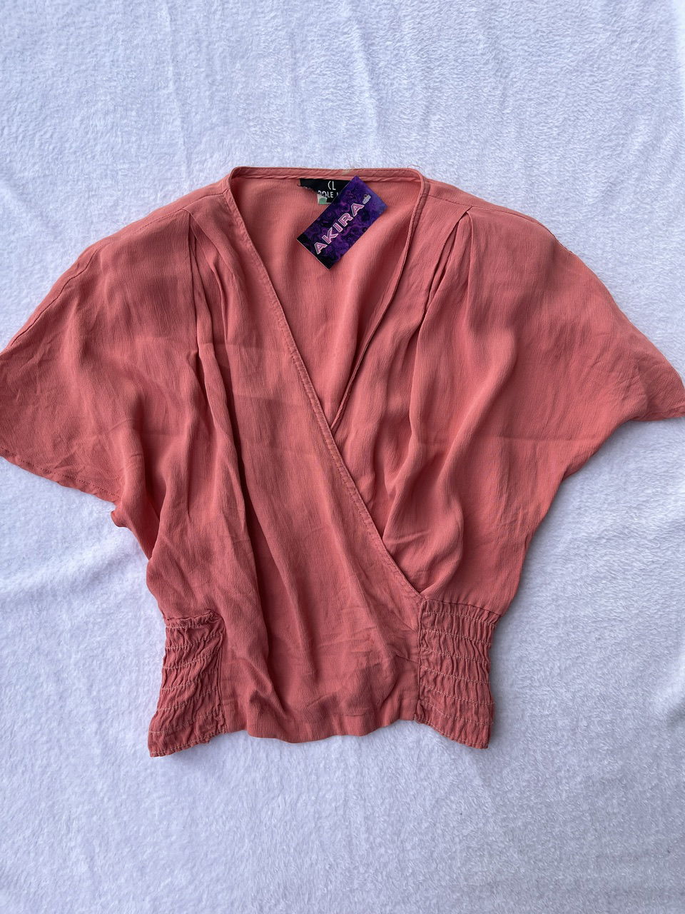 80s peach blouse top made in USA | akiravntgshop