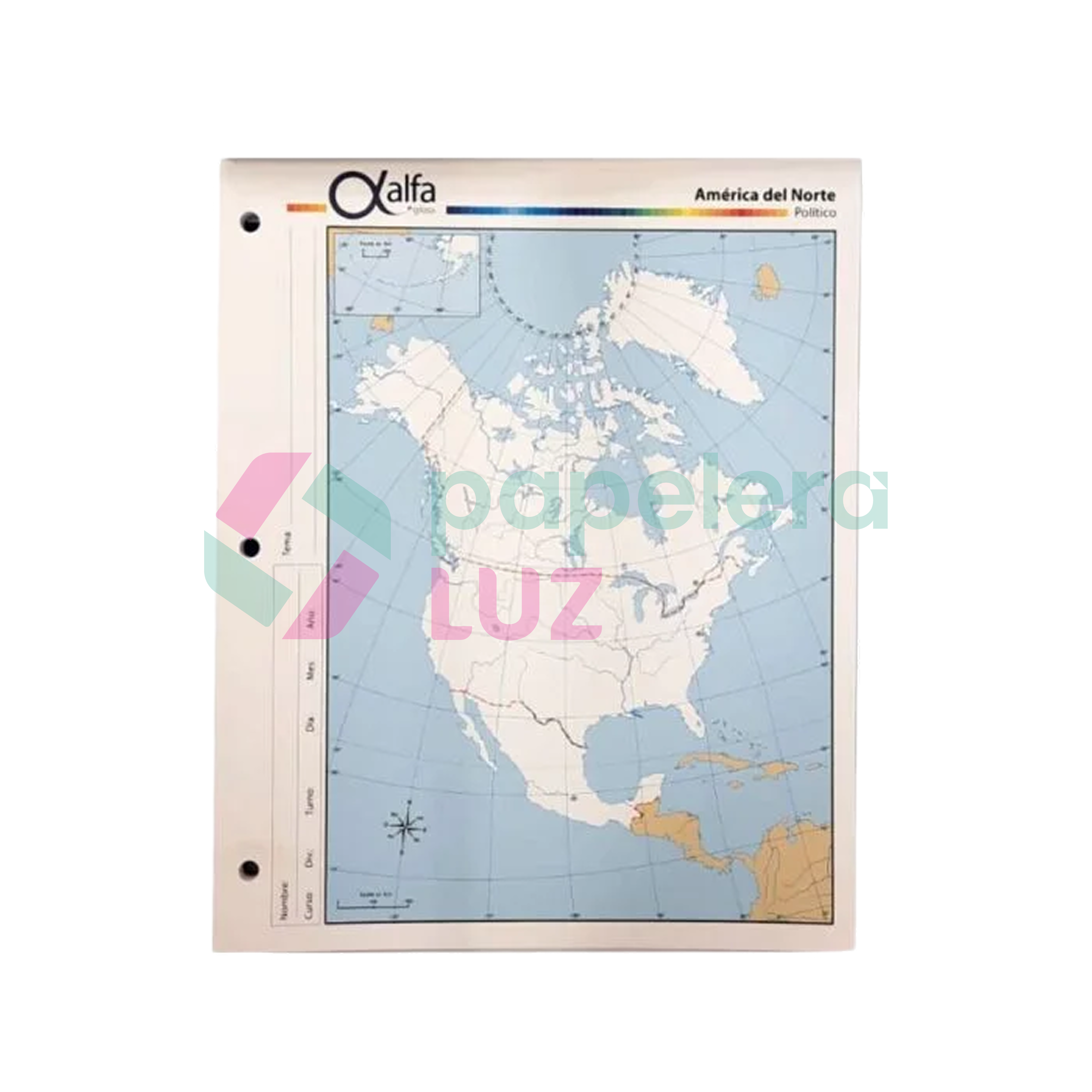 MAPA AMERICA DEL NORTE POLITICO x40 N°3 | Papelera Luz - Donde la ...