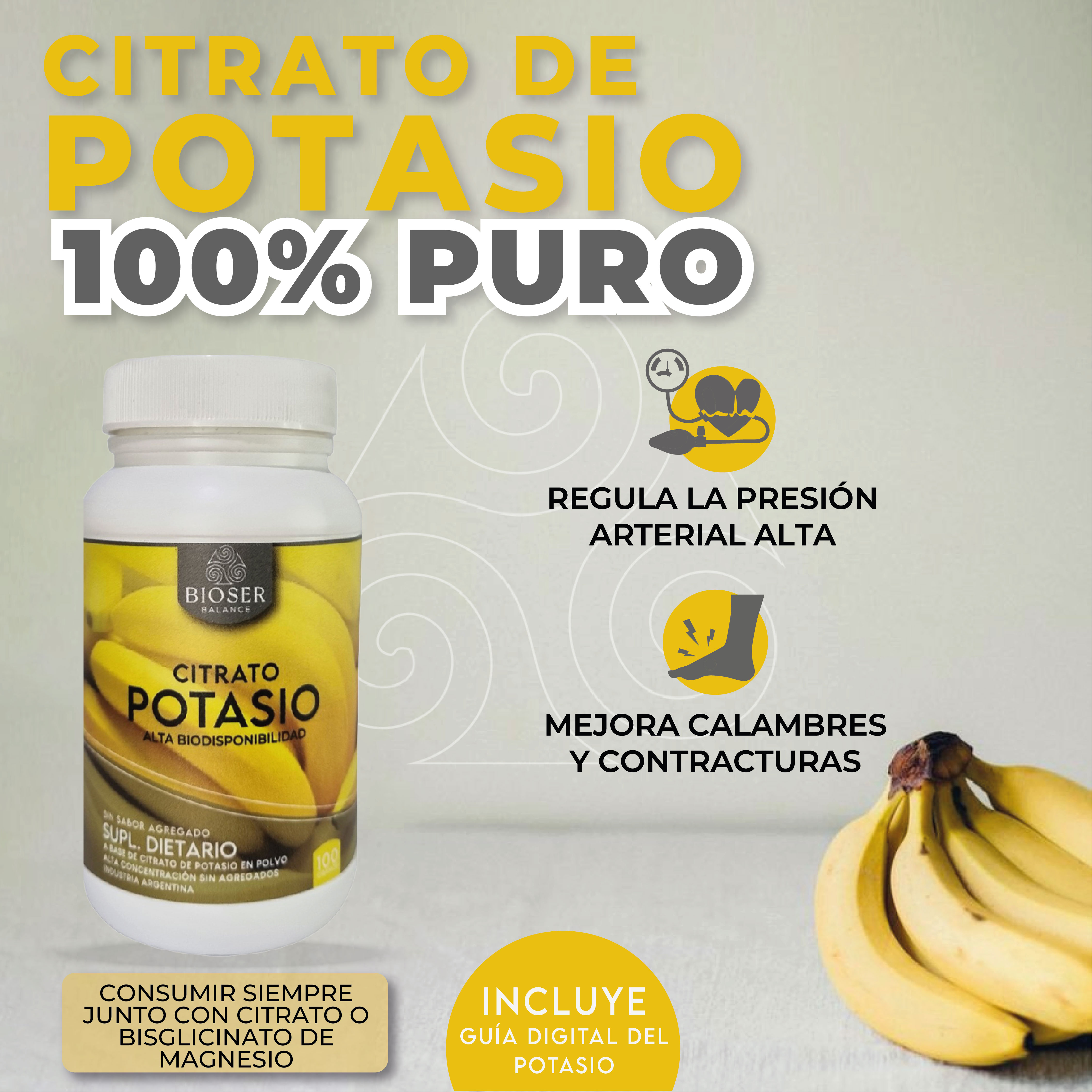 CITRATO DE POTASIO 100% PURO EN POLVO | BIOSER BALANCE