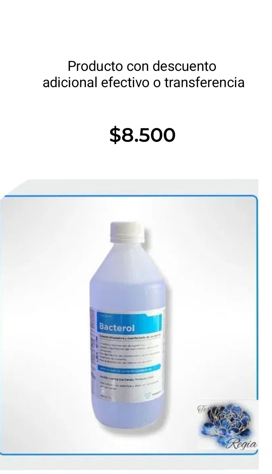 Bacterol Solución Limpiadora Desinfectante por 500 ml | Regia Insumos