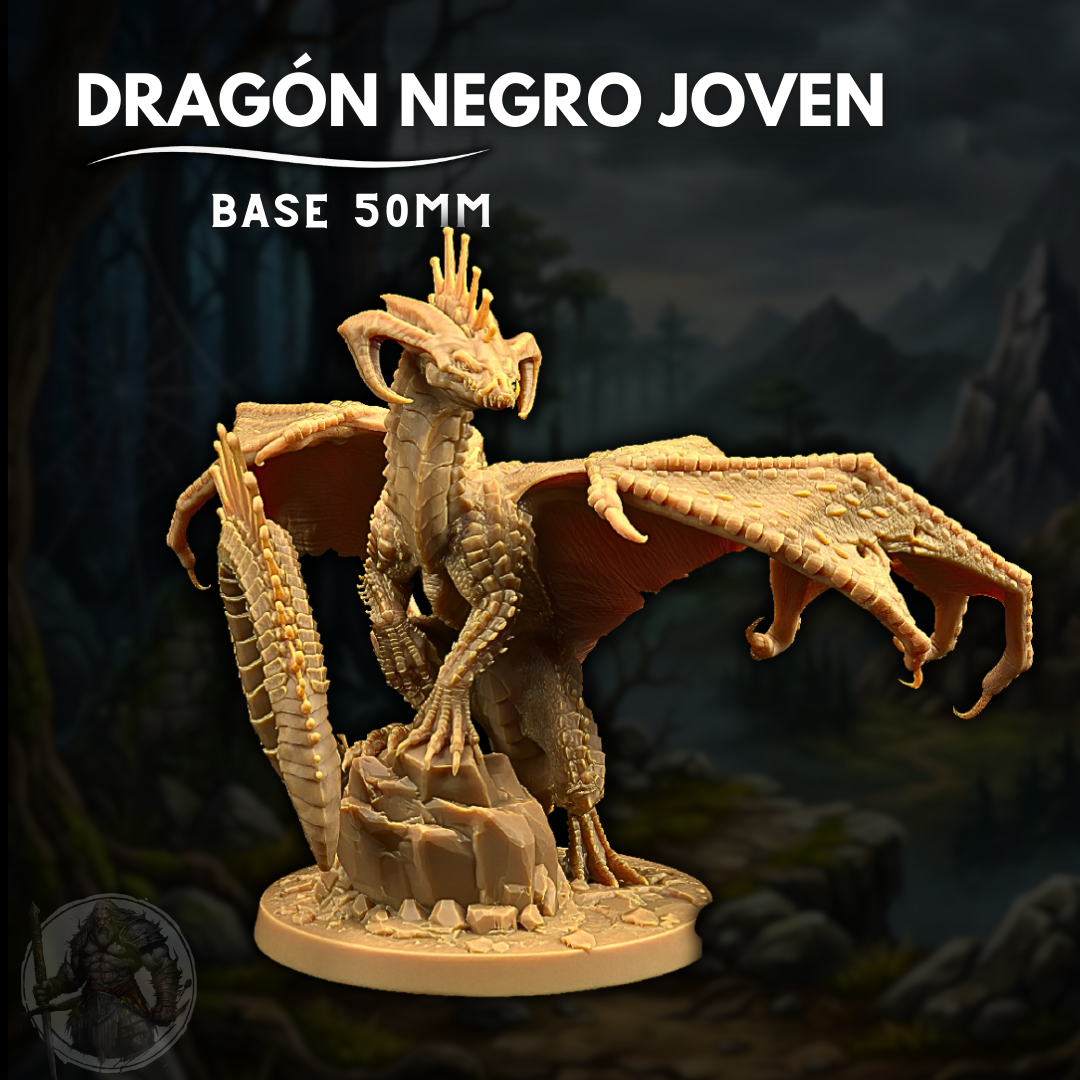 Dragón Negro Joven - Dungeons & Dragons | MYTHZERK - Miniaturas