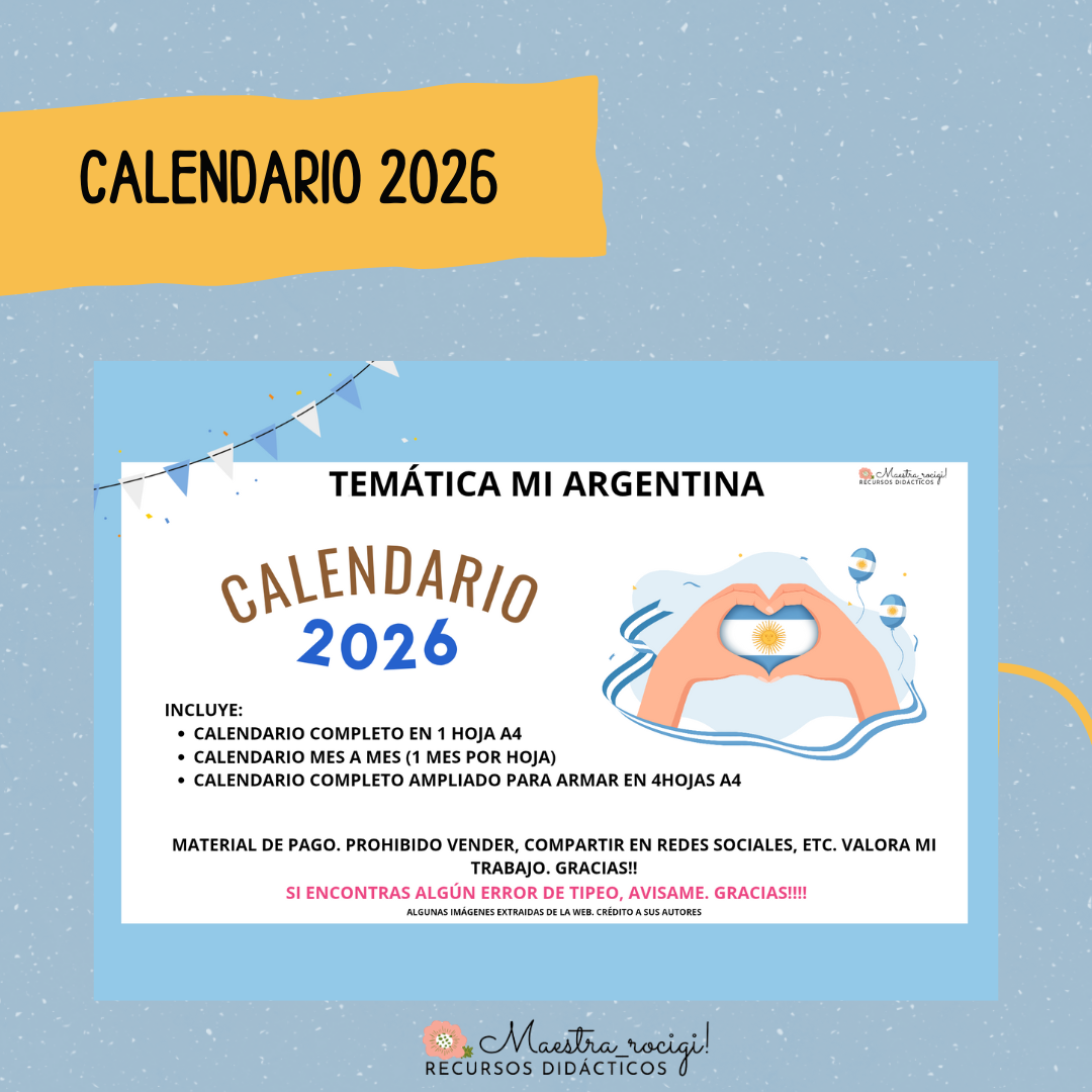 Calendario 2026 "Mi Argentina" (pdf) | Maestra Rocigi