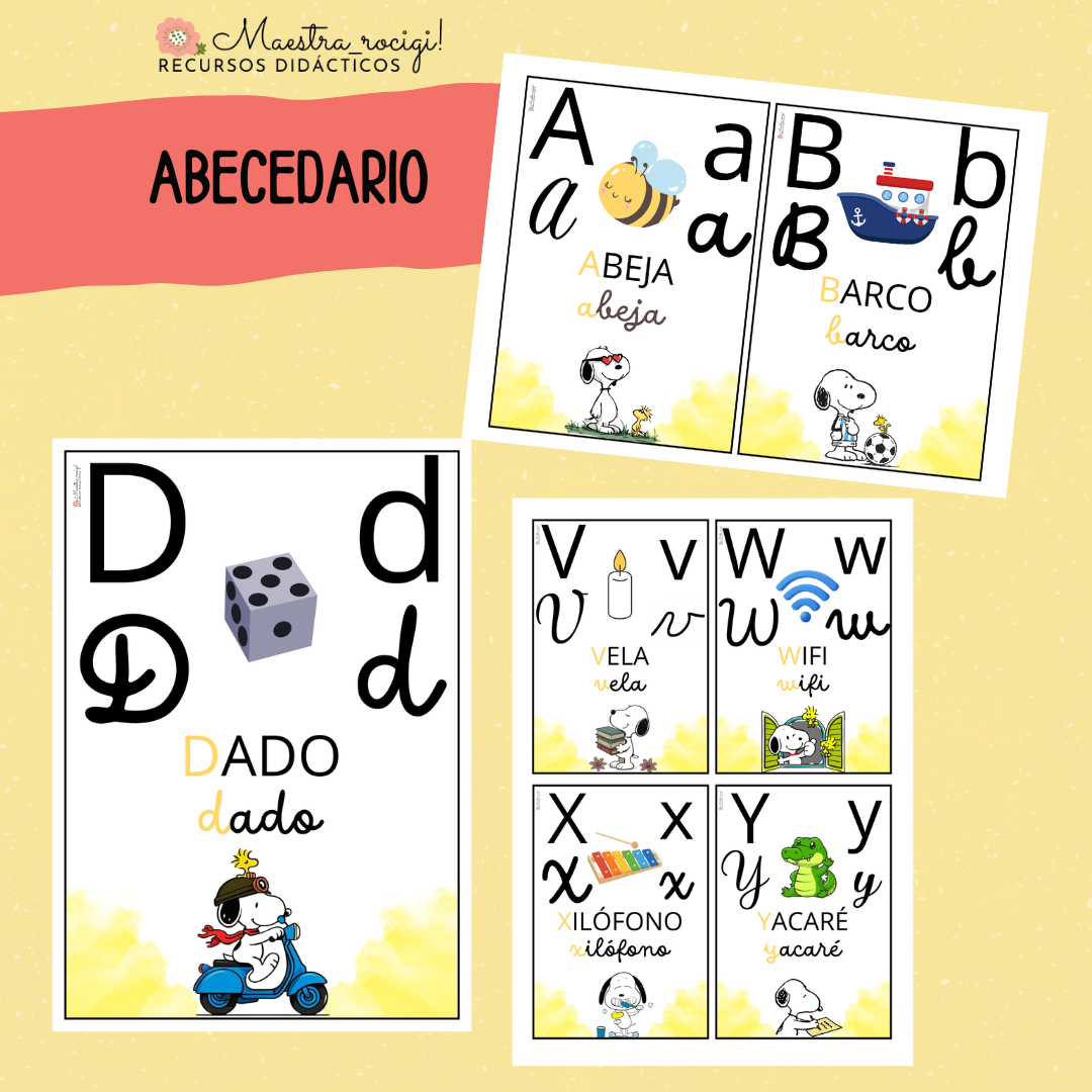 Abecedario 4 tipos de letras SNOOPY (con dibujo de referencia) (pdf ...