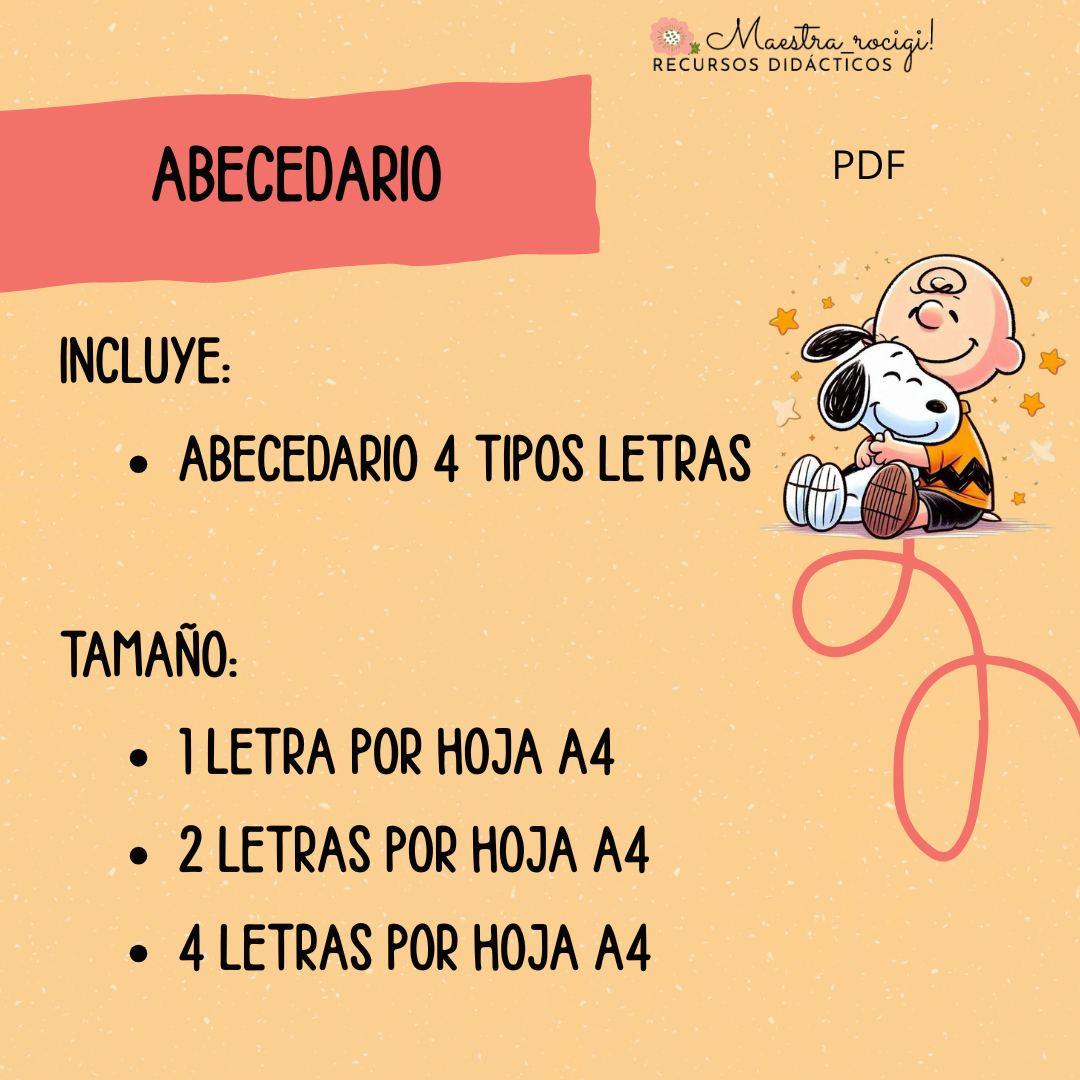 Abecedario 4 tipos de letras SNOOPY (con dibujo de referencia) (pdf ...