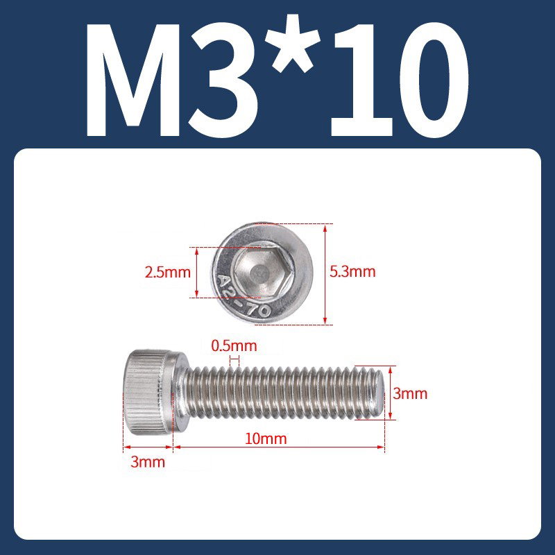 Tornillo Allen M3x10 M3*10 inoxidable 304 | CYTINFO