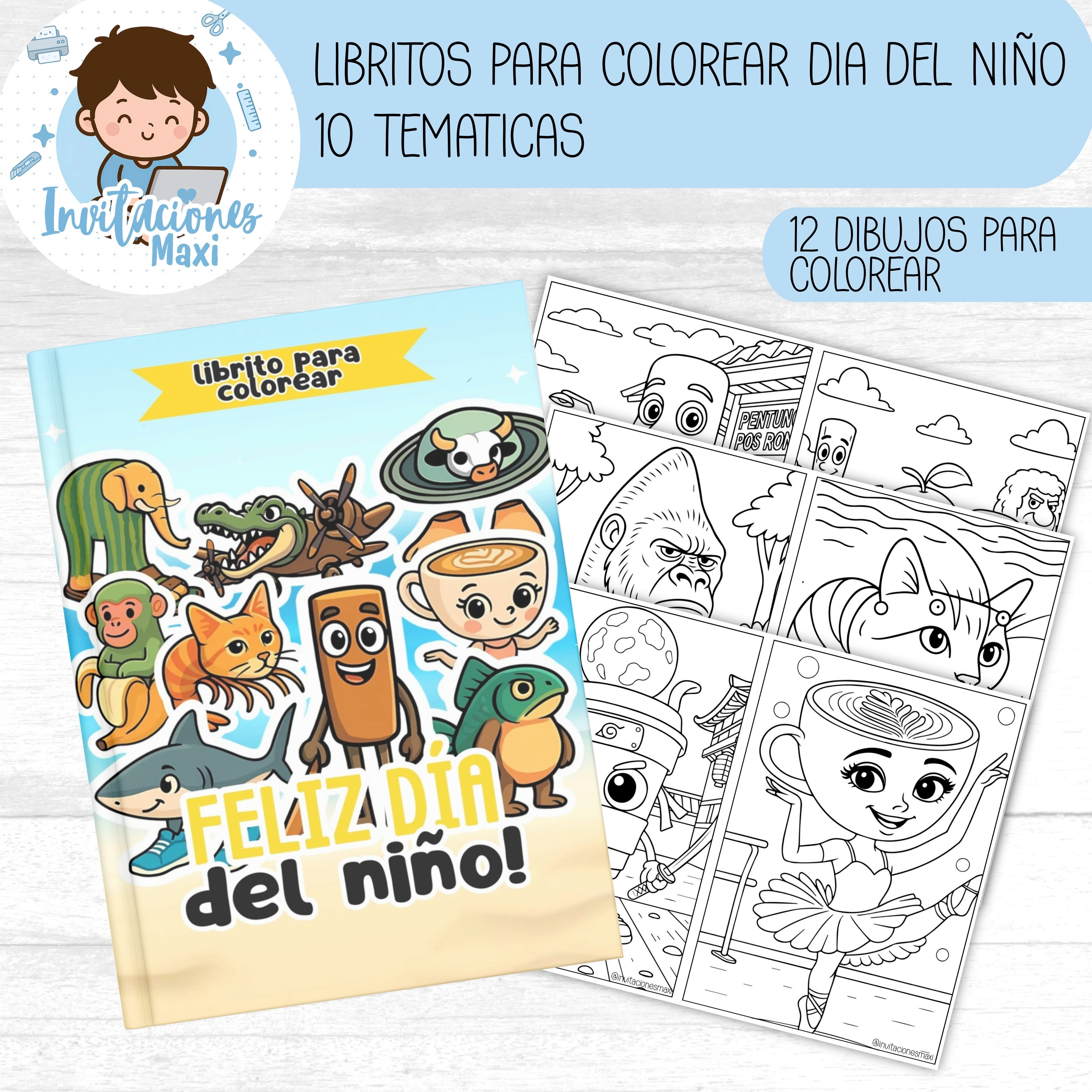 KIT IMPRIMIBLE LIBROS PARA COLOREAR DÍA DEL NIÑO 10 TEMATICAS PDF ...