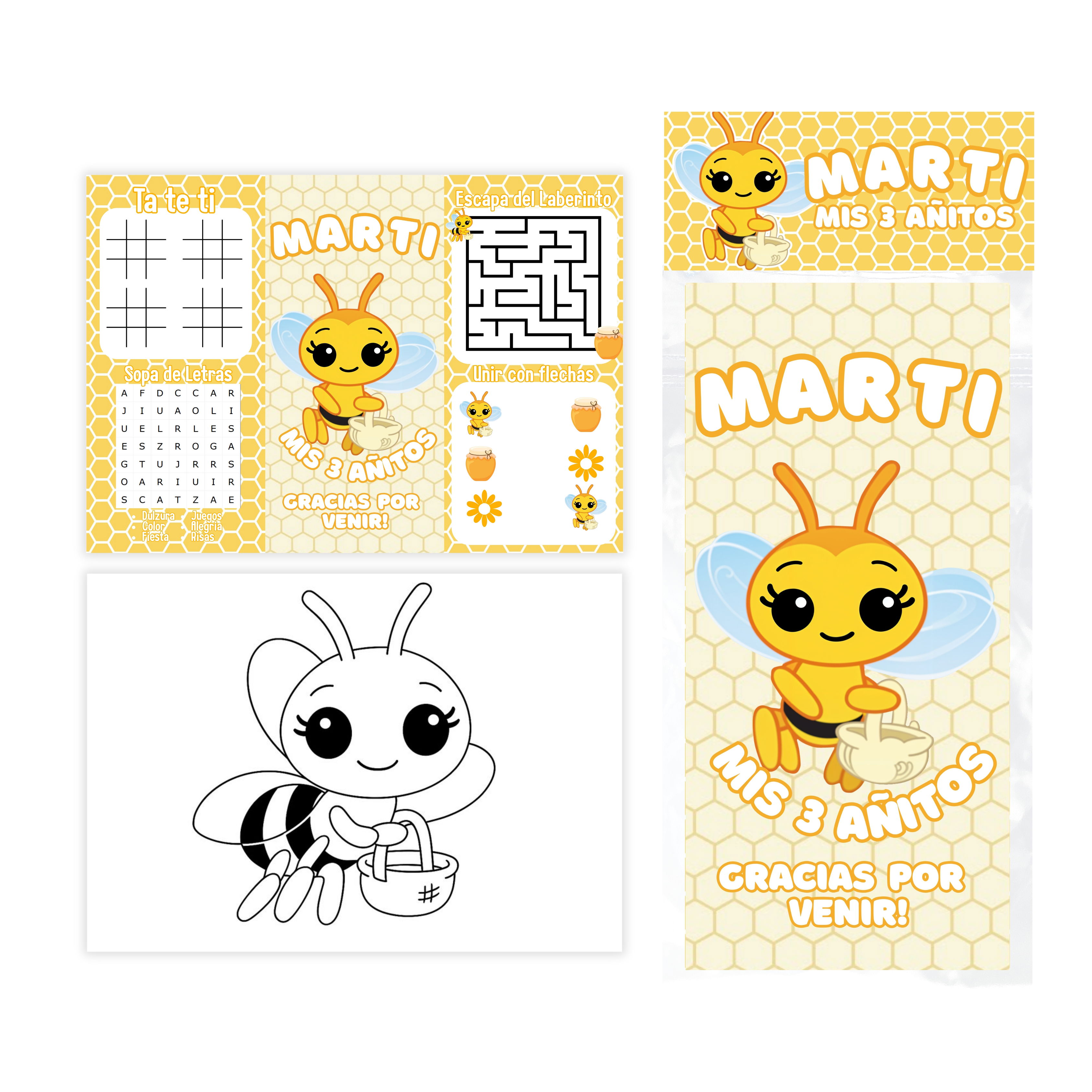 TRIPTICO PERSONALIZADO ABEJITA CHIQUITITA PERSONALIZADO PDF LISTO PARA ...