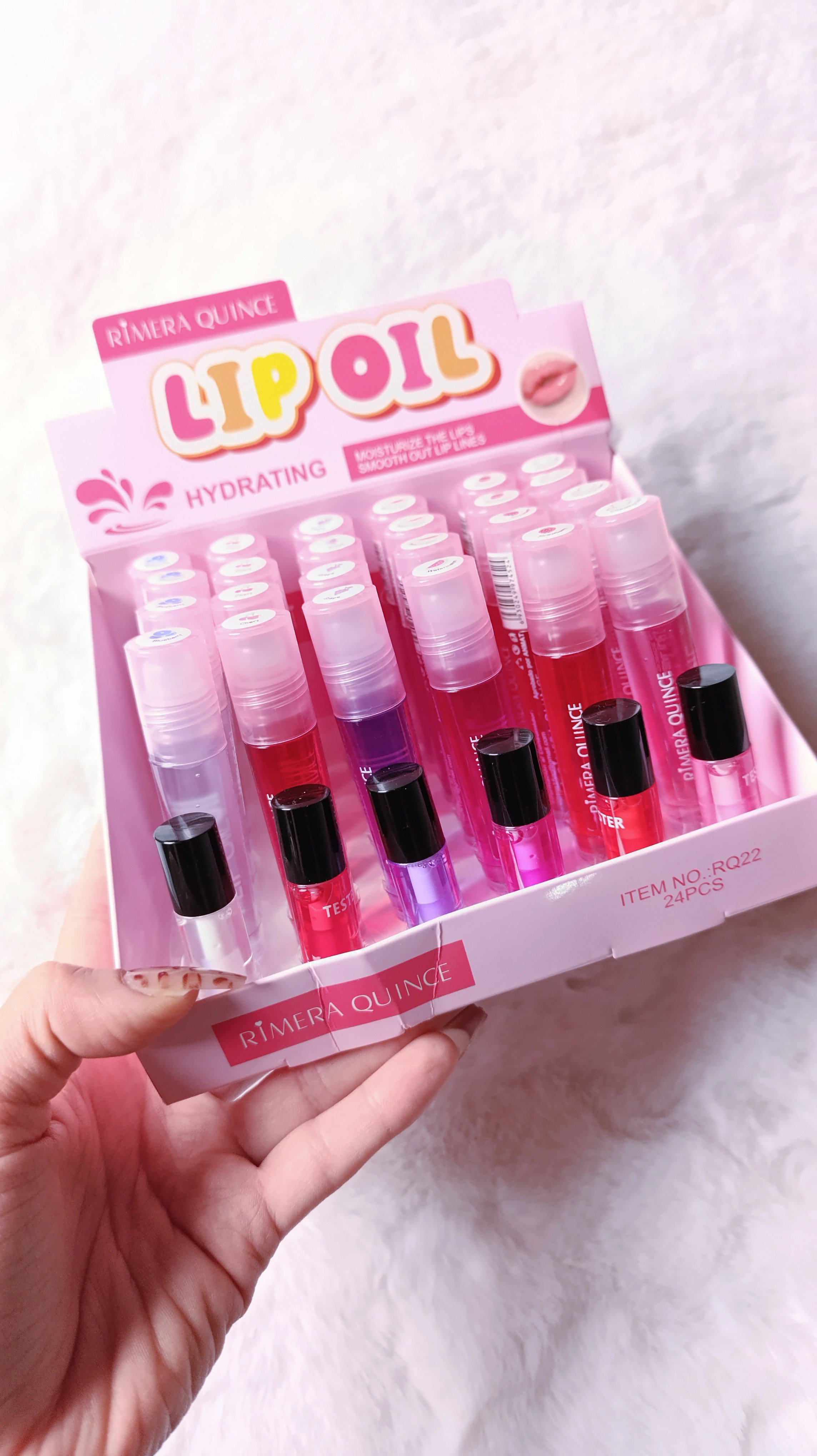 Caja de 24 gloss roll on Rimera Quince | Minerva Mayorista
