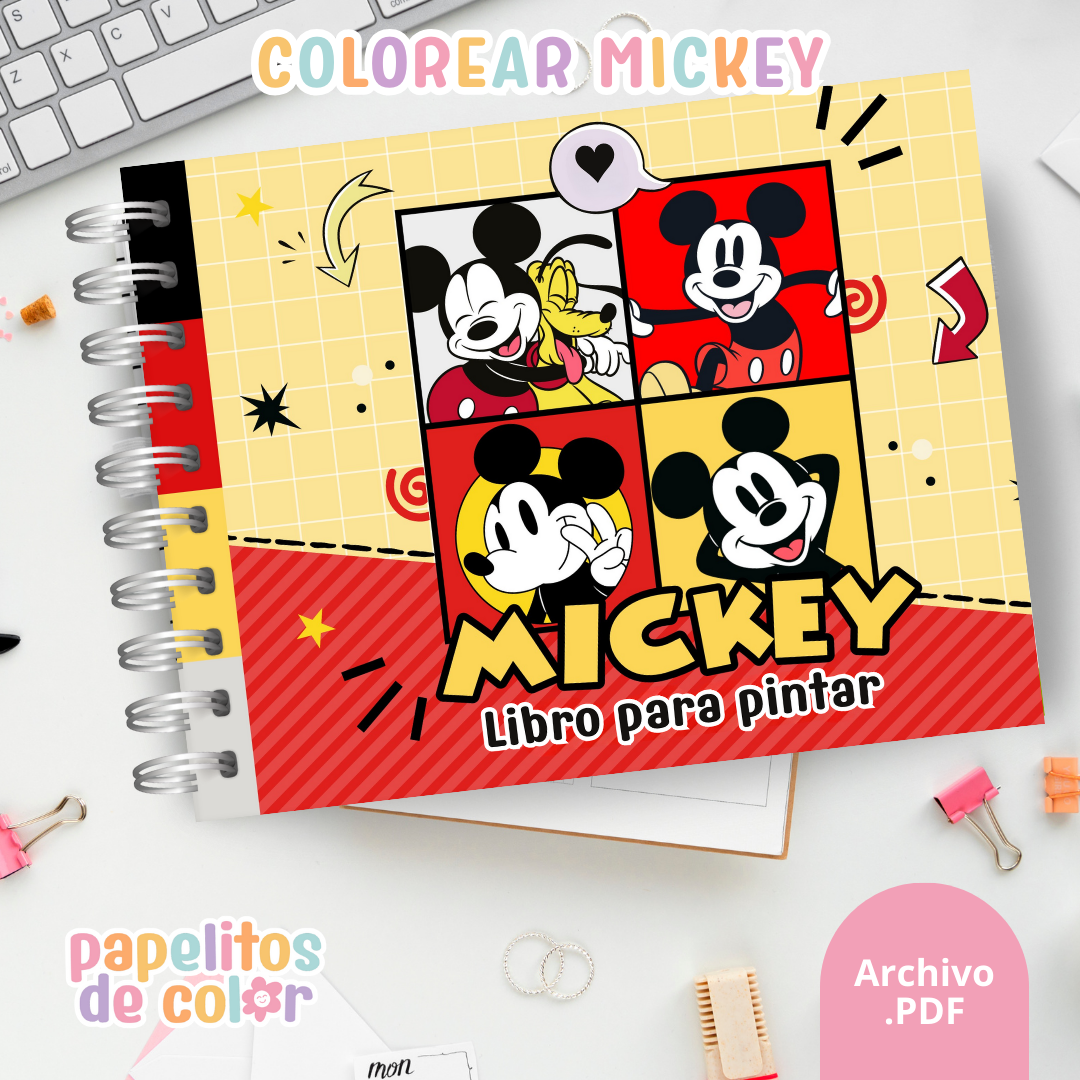 🎨 Libro para Pintar Mickey 🖍️ | Papelitos de color
