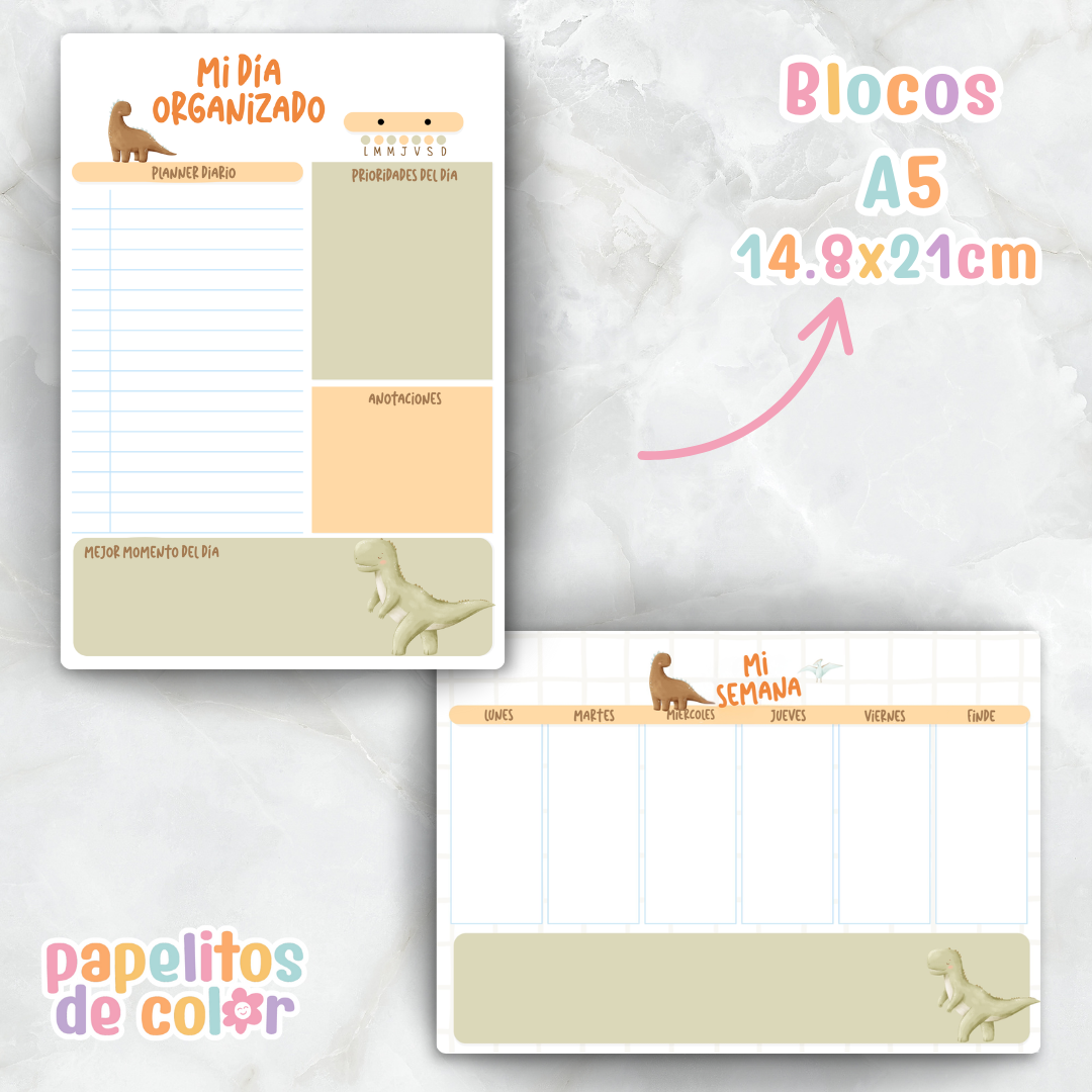 🦖 Combo Dino | Papelitos de color