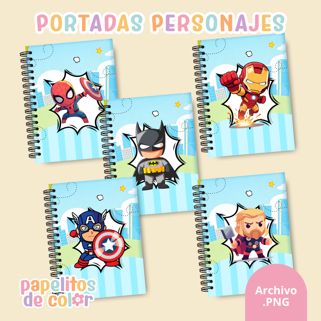 📚 Combo Portadas Personajes – Vol. 9 🚀🎨 | Papelitos de color