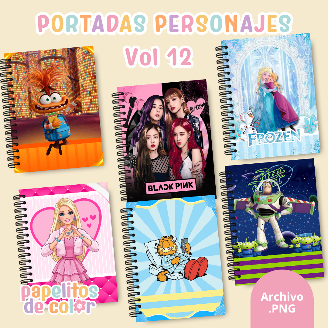 📚 Combo Portadas Personajes – Vol. 12 💖🎨 | Papelitos de color