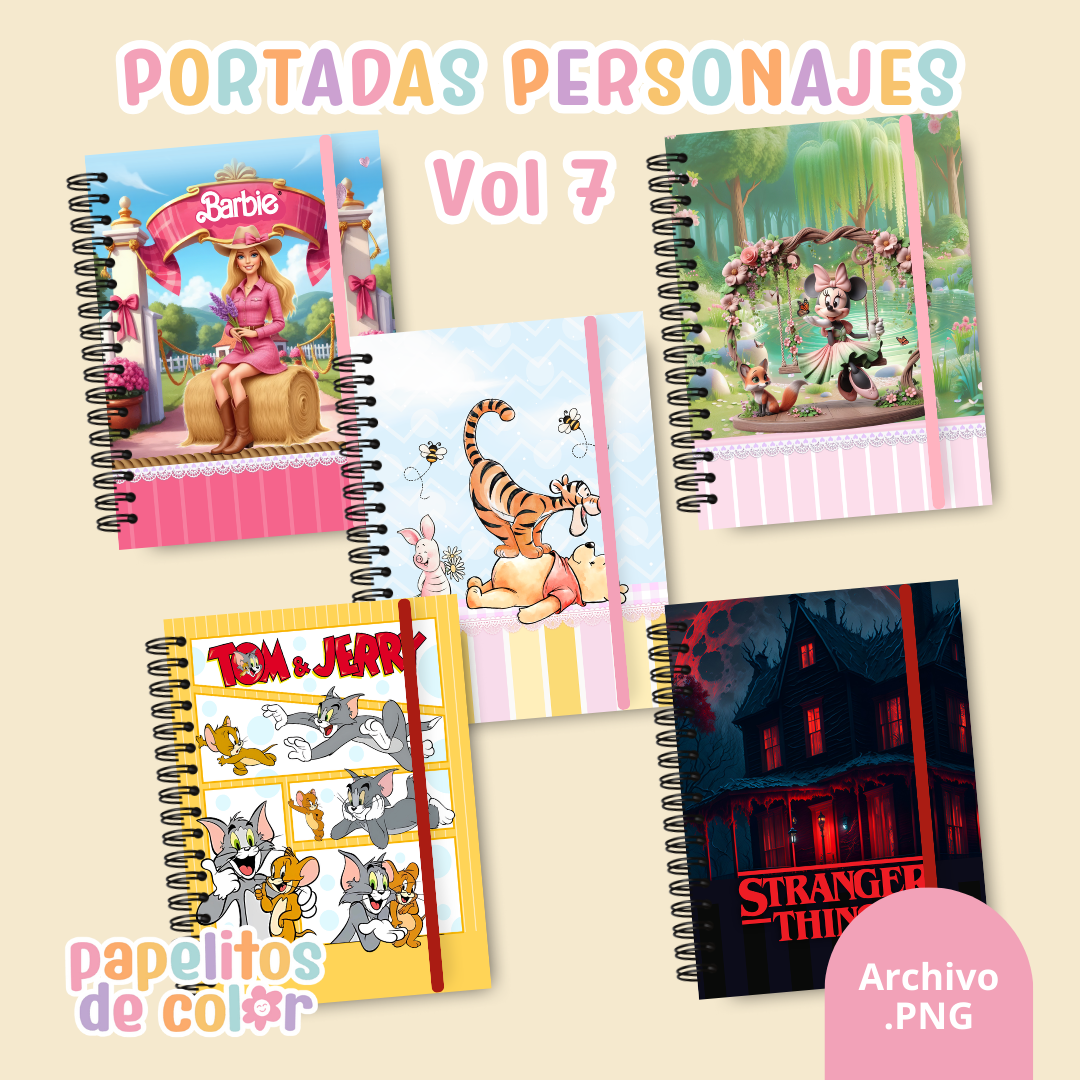 📚 Combo Portadas Personajes – Vol. 7 🎨💖 | Papelitos de color
