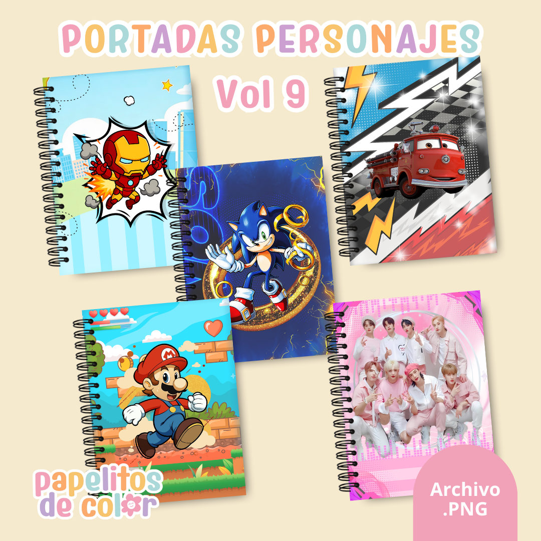 📚 Combo Portadas Personajes – Vol. 9 🚀🎨 | Papelitos de color