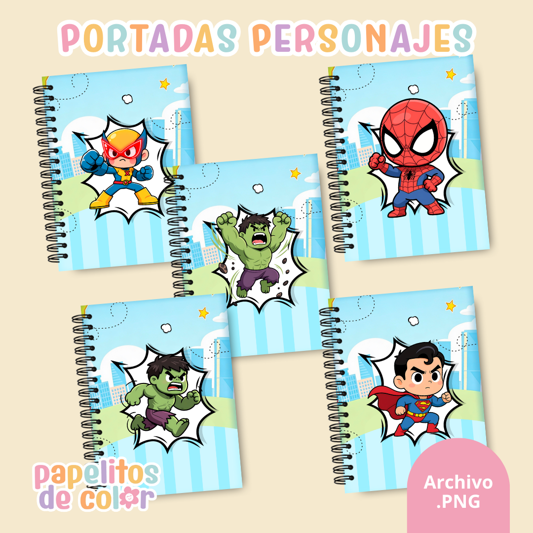 📚 Combo Portadas Personajes – Vol. 9 🚀🎨 | Papelitos de color