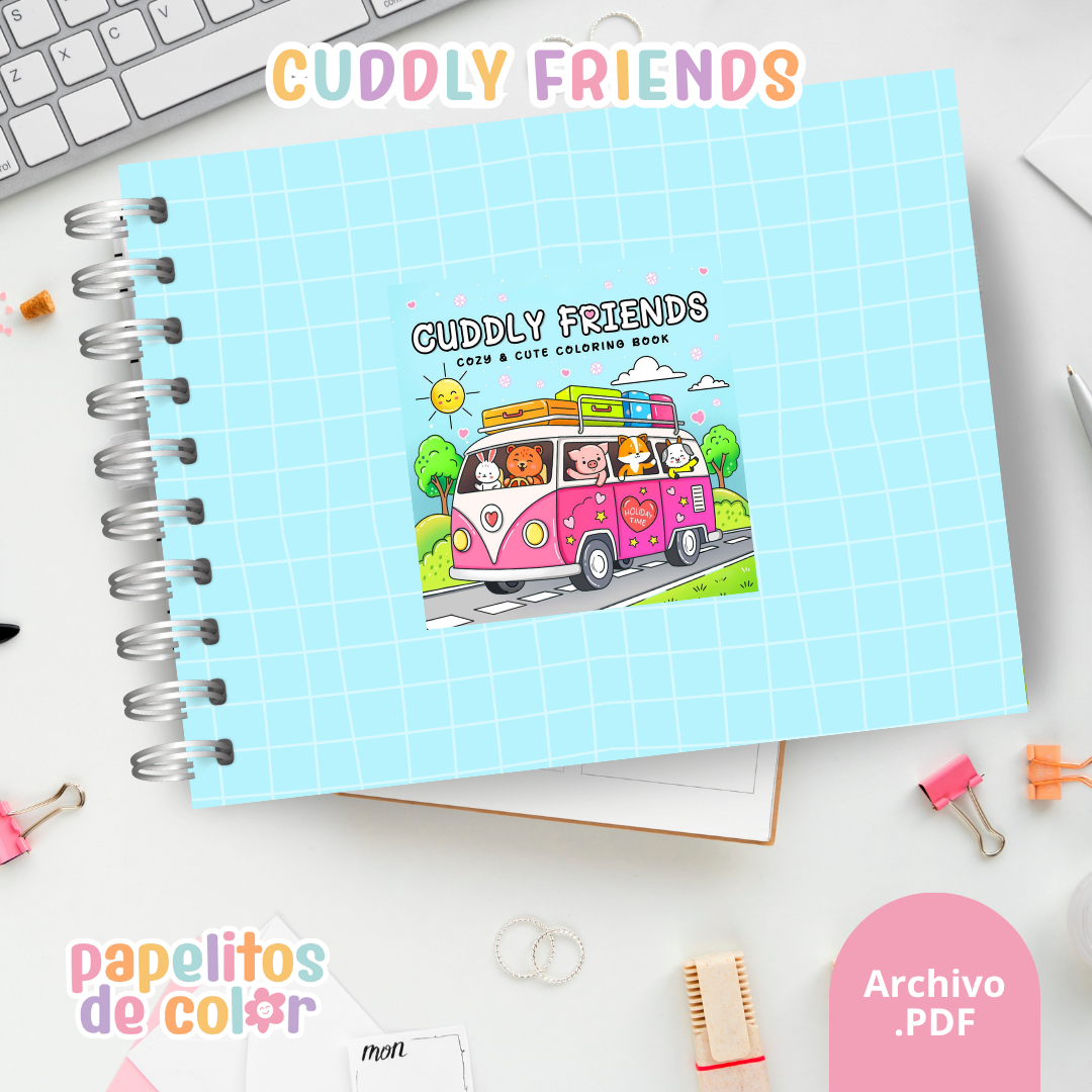 🧸 Libro para Pintar Cuddly Friends 🎨💖 | Papelitos de color