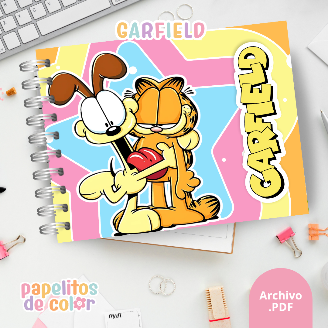 🐱 Libro para Pintar Garfield 🎨🧡 | Papelitos de color