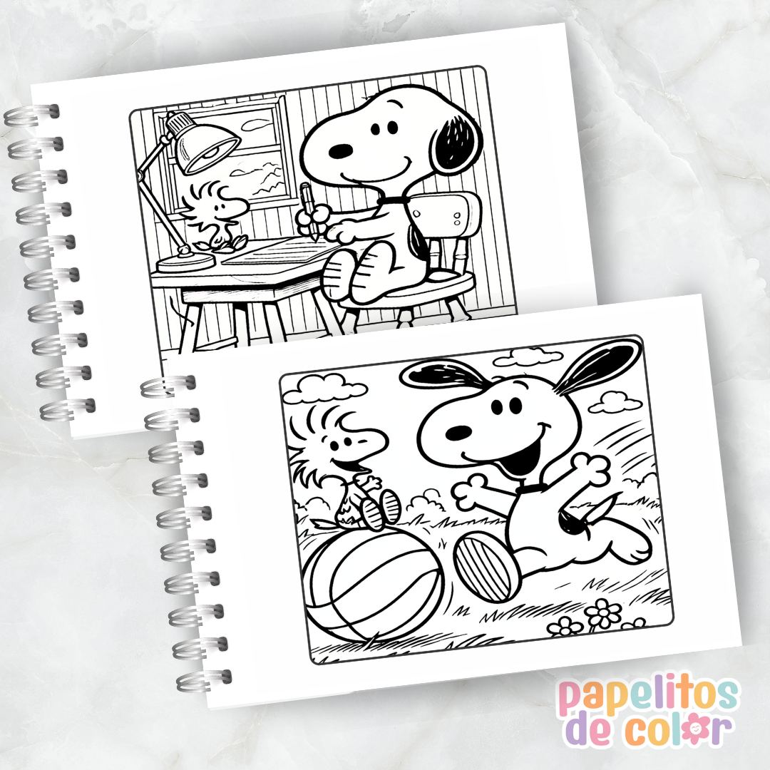 🐶 Libro para Pintar Snoopy 🎨💖 | Papelitos de color