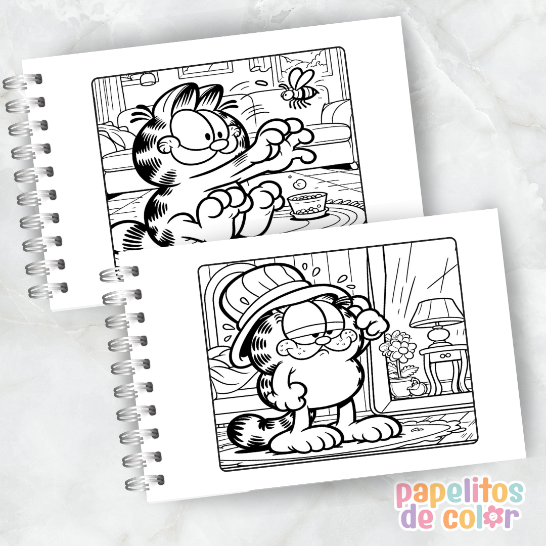 🐱 Libro para Pintar Garfield 🎨🧡 | Papelitos de color