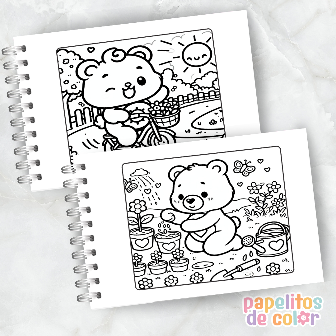 💖Libro para pintar Ositos Cariñositos 🐻🌈 | Papelitos de color