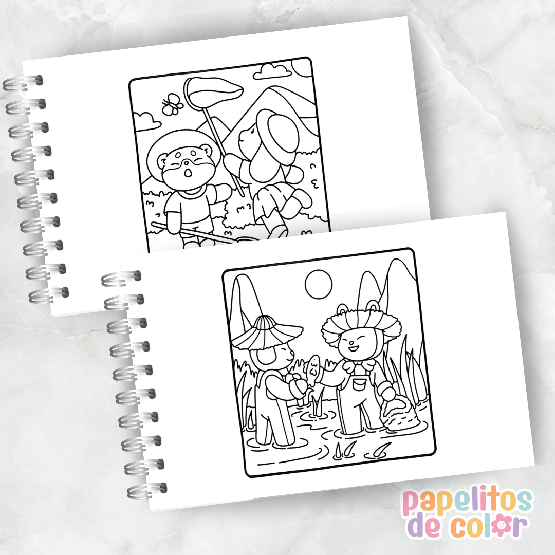 🖍️💖Libro para pintar Cute Japan 🎎🌸 | Papelitos de color