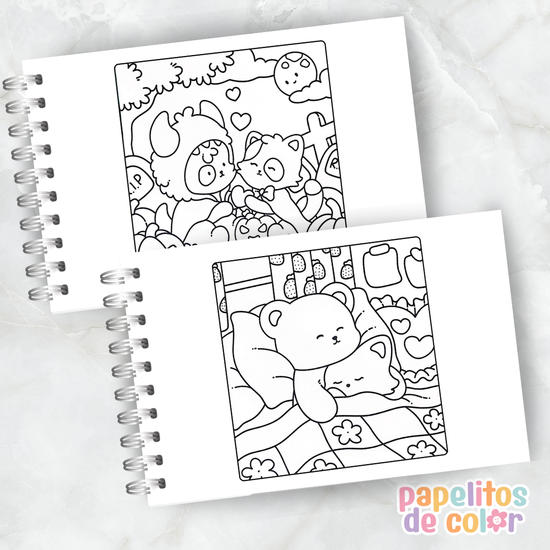 🎨Libro para pintar Cozy Date Vol. 2 💕🕯️ | Papelitos de color
