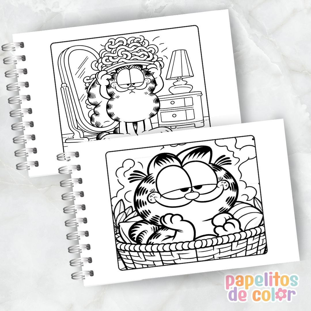 🐱 Libro para Pintar Garfield 🎨🧡 | Papelitos de color