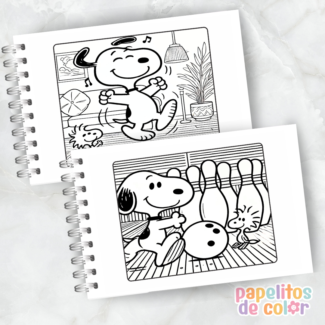 🐶 Libro para Pintar Snoopy 🎨💖 | Papelitos de color