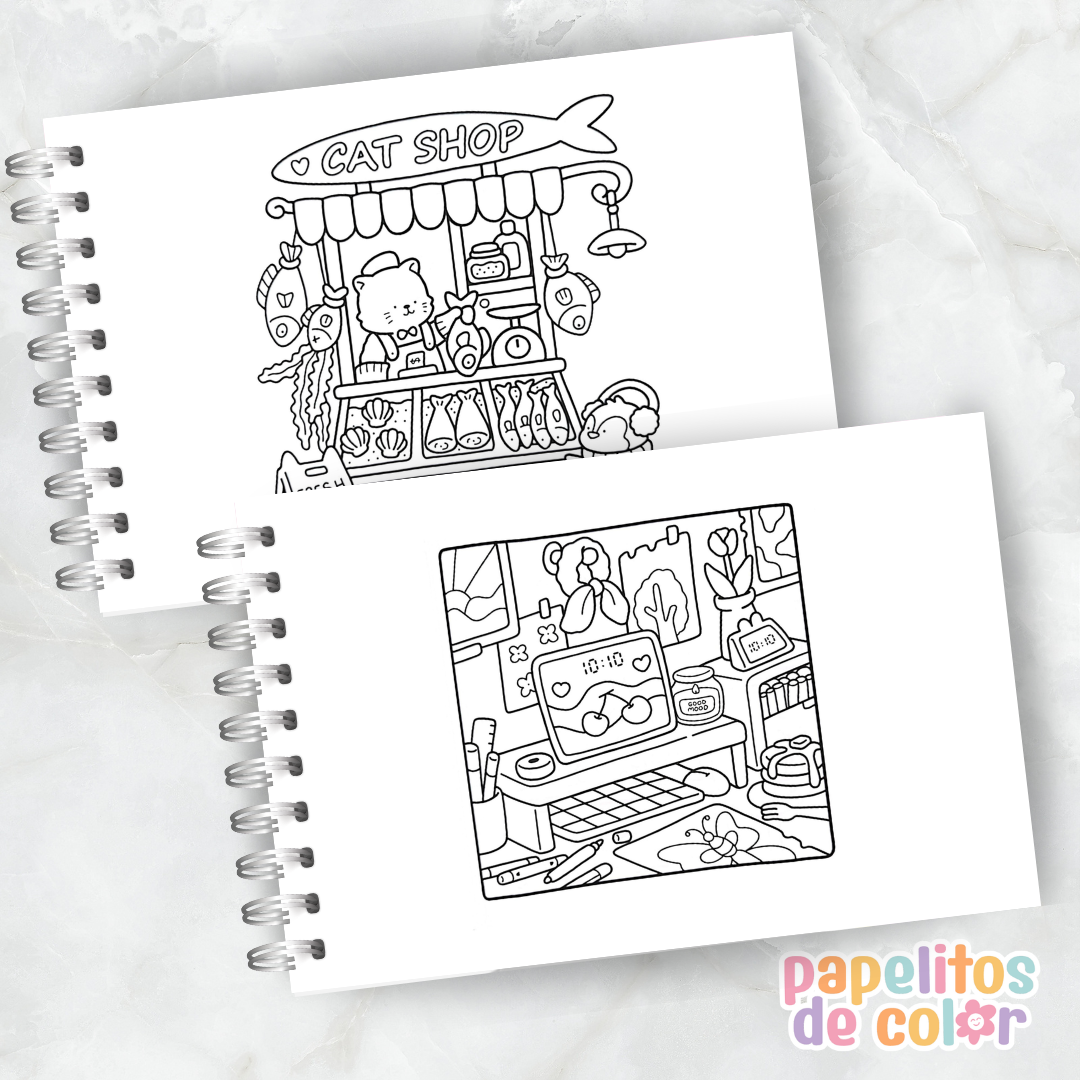 🎨💖Libro para pintar Little Corner 🏡 | Papelitos de color