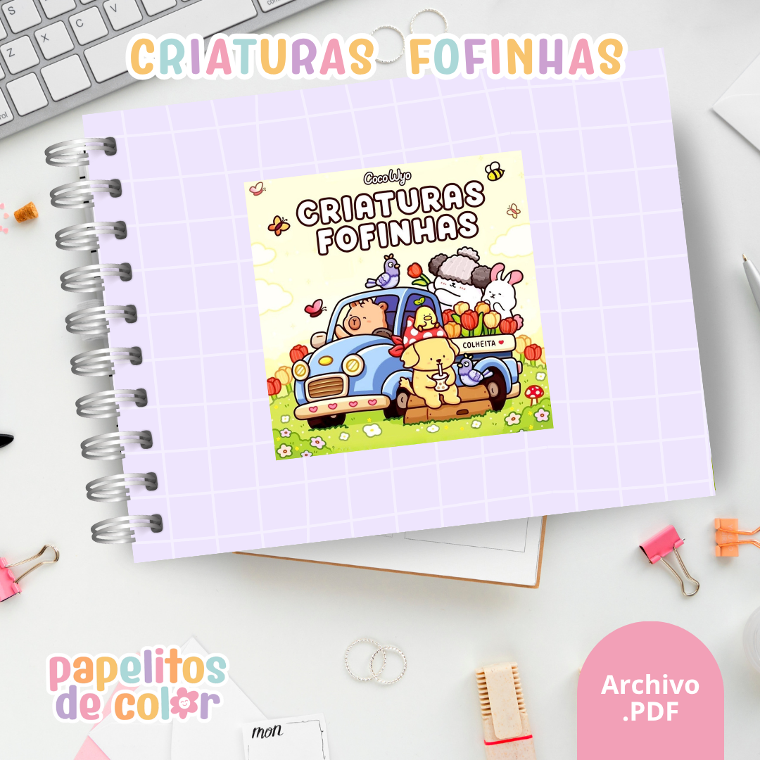 🧸 Libro para Pintar Criaturas Fofinhas 🎨💖 | Papelitos de color