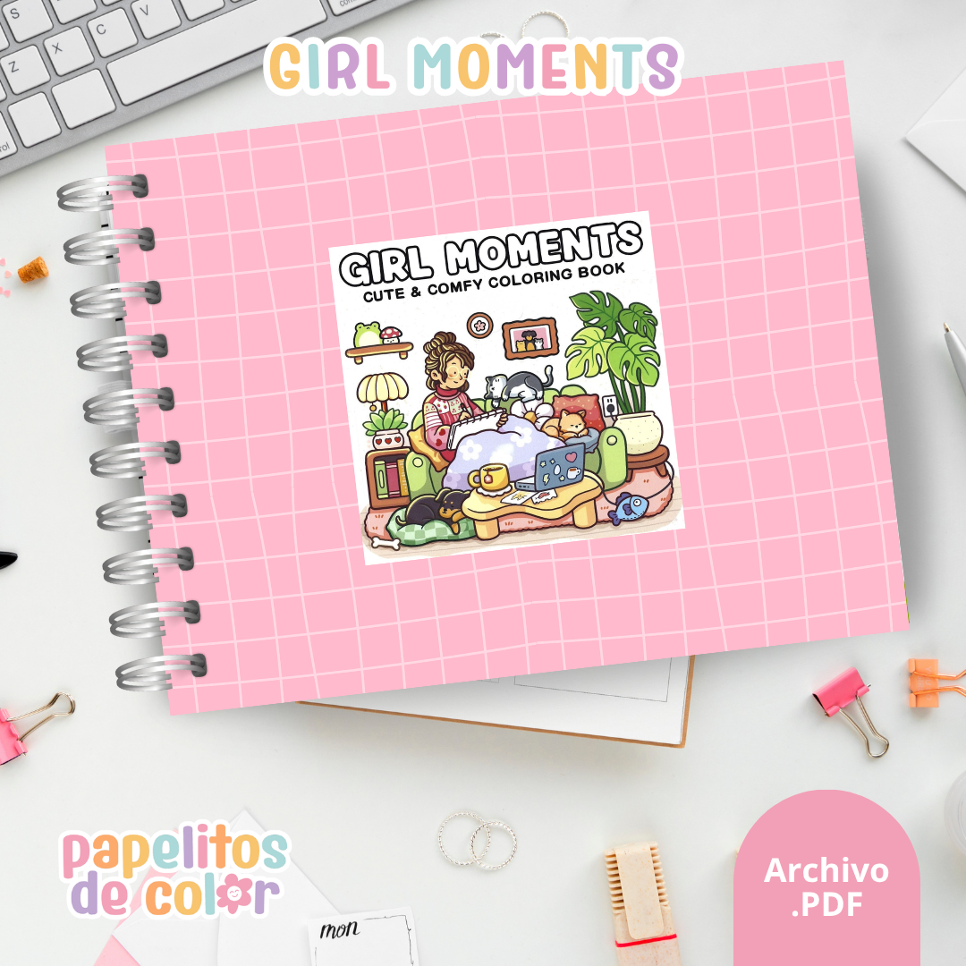 💖 Libro para Pintar Girl Moments 🎨🌸 | Papelitos de color