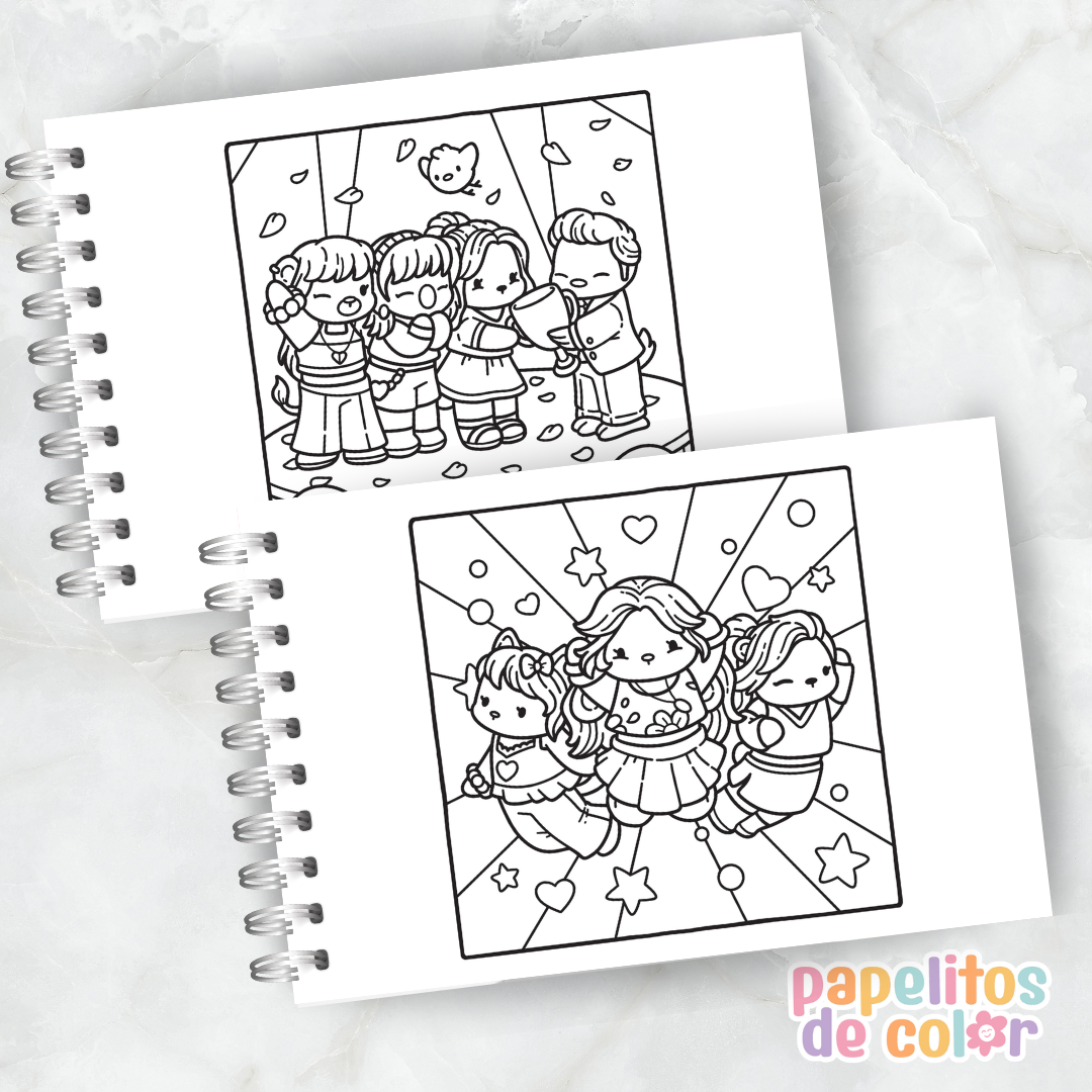 🎶 Libro para Pintar Cozy K-Pop 🎨💖 | Papelitos de color