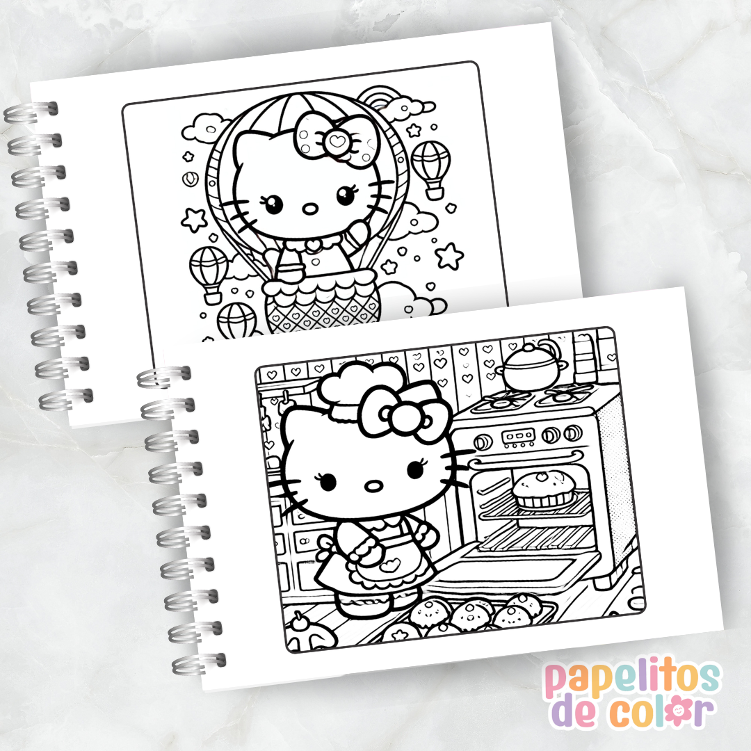 🐱💖Libro para pintar Hello Kitty 🎀 | Papelitos de color