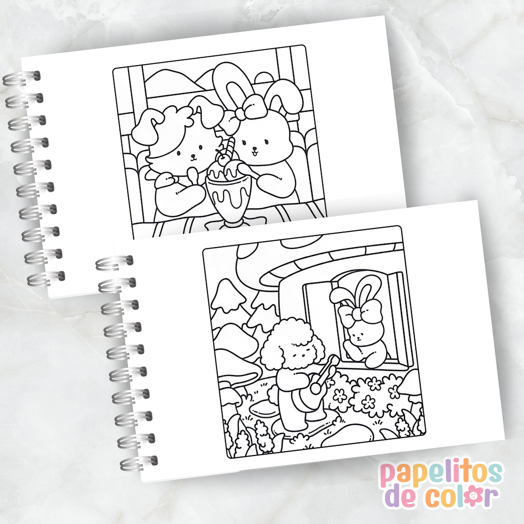 🎨Libro para pintar Cozy Date Vol. 2 💕🕯️ | Papelitos de color