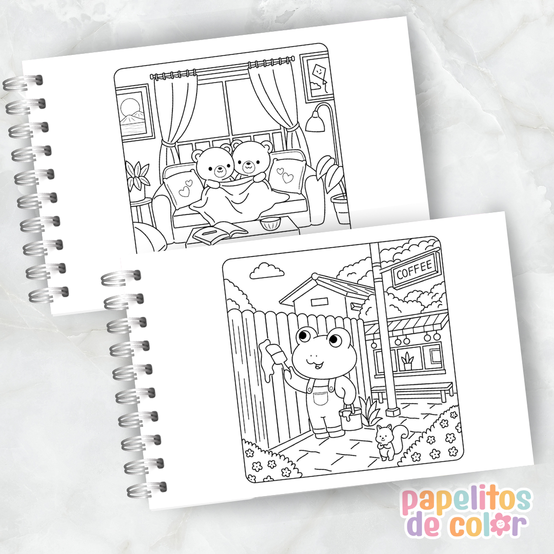 🧸 Libro para Pintar Cuddly Friends 🎨💖 | Papelitos de color