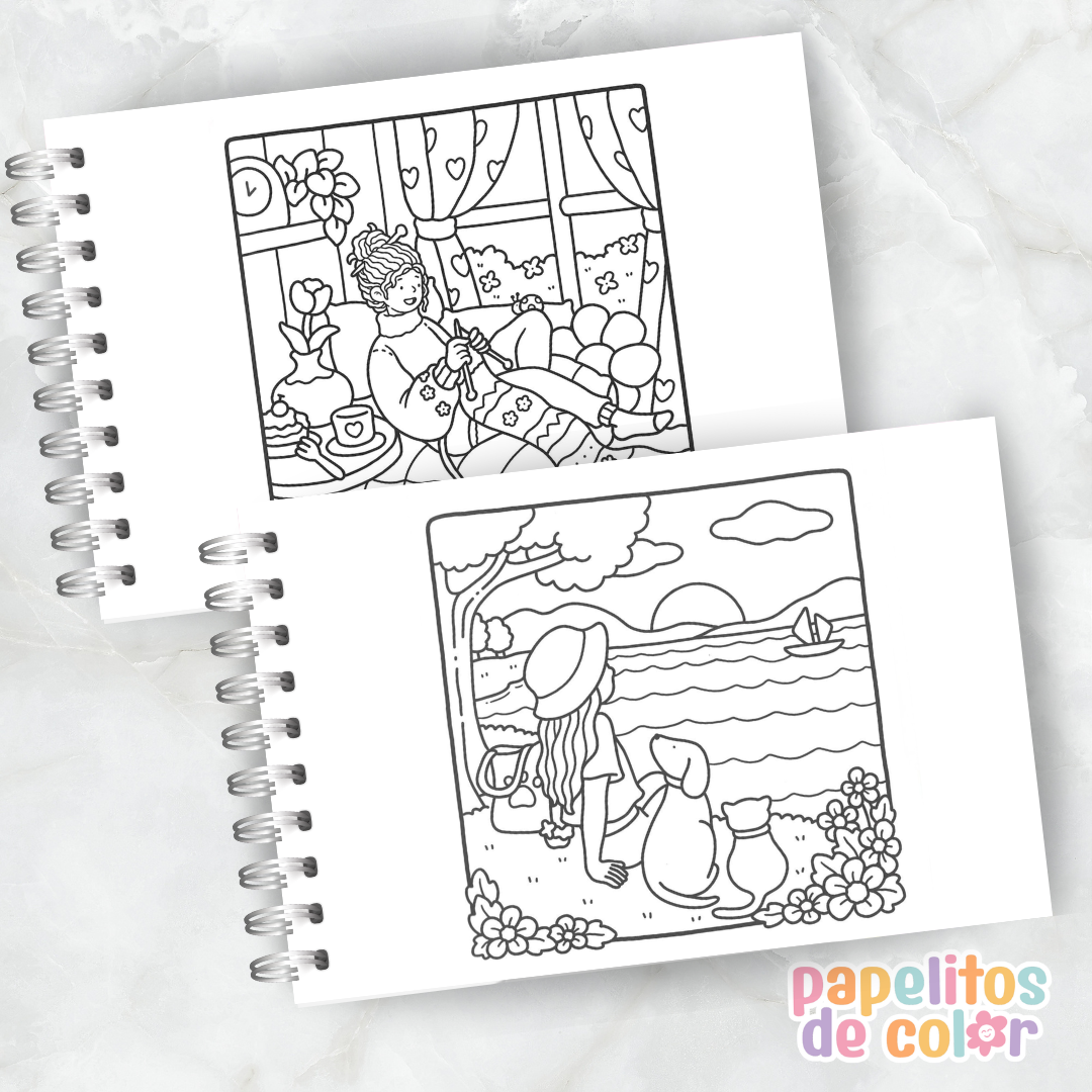 💖 Libro para Pintar Girl Moments 🎨🌸 | Papelitos de color