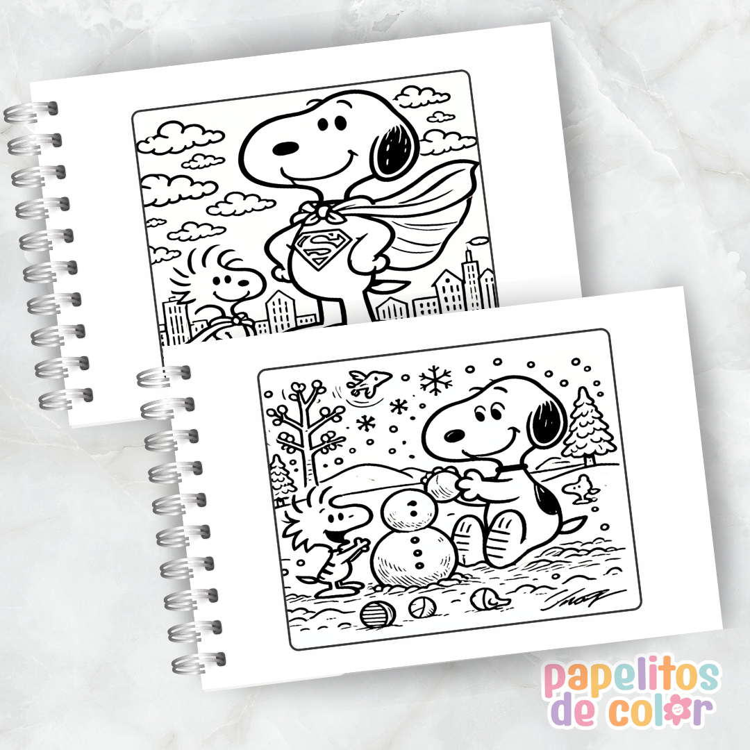 🐶 Libro para Pintar Snoopy 🎨💖 | Papelitos de color