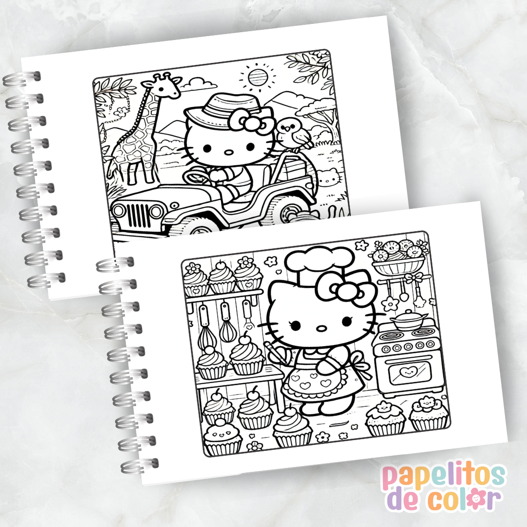 🐱💖Libro para pintar Hello Kitty 🎀 | Papelitos de color