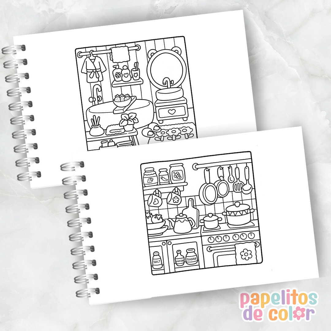 🎨💖Libro para pintar Little Corner 🏡 | Papelitos de color